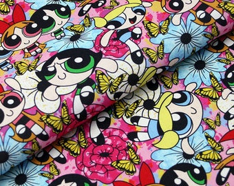 Powerpuff Girls Fabric 100% Cotton Cartoon Cotton Fabric by the Half ...