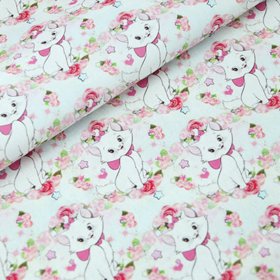Marie Cat Fabric Aristocats Pink White-furred Kitten Fabric Cartoon ...
