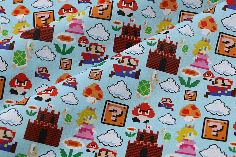 Super Mario Fabric Mario and Friends Fabric 100% Cotton Fabric - Etsy