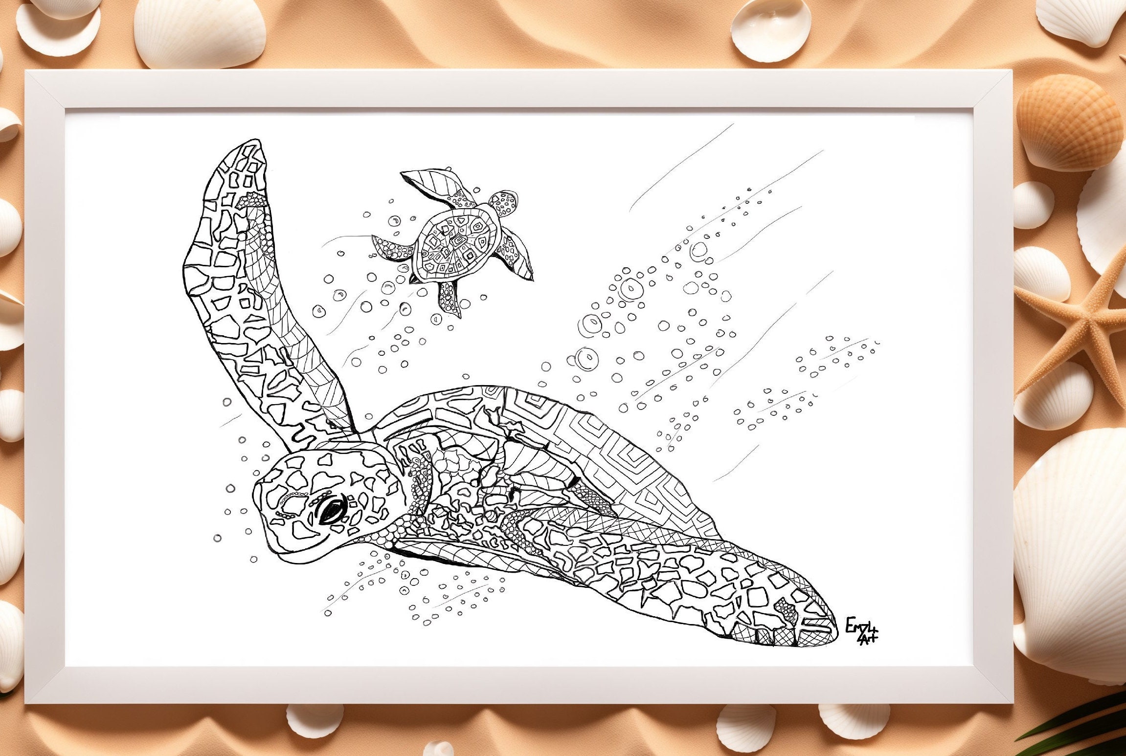 Turtle Colouring Sheet: Original Meditation Print (digital Download) - Etsy