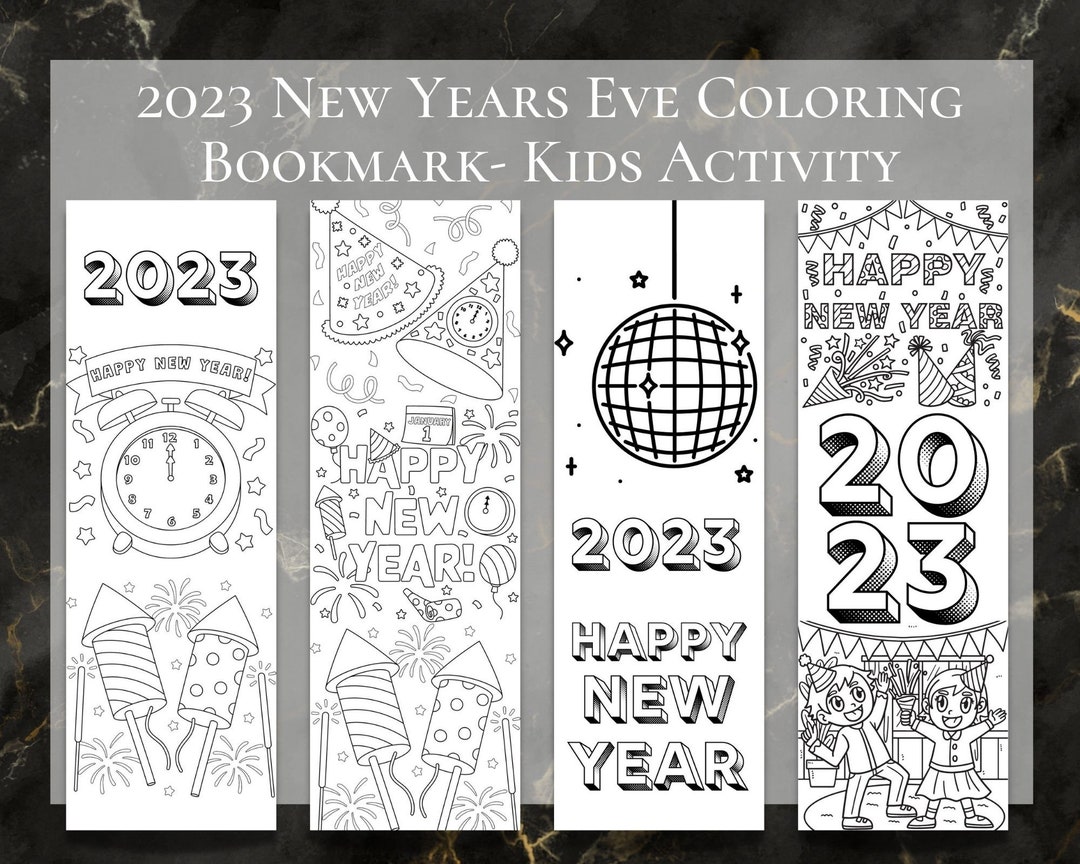 2023 New Year Coloring PRINTABLE BOOKMARKS Digital Bookmark Bookmark ...