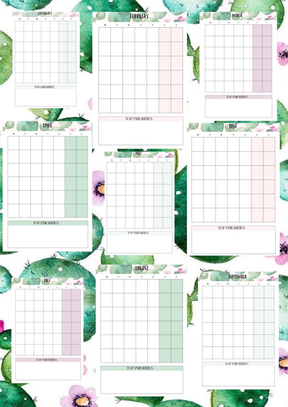 Month Blank Calendar Digital Download - Etsy