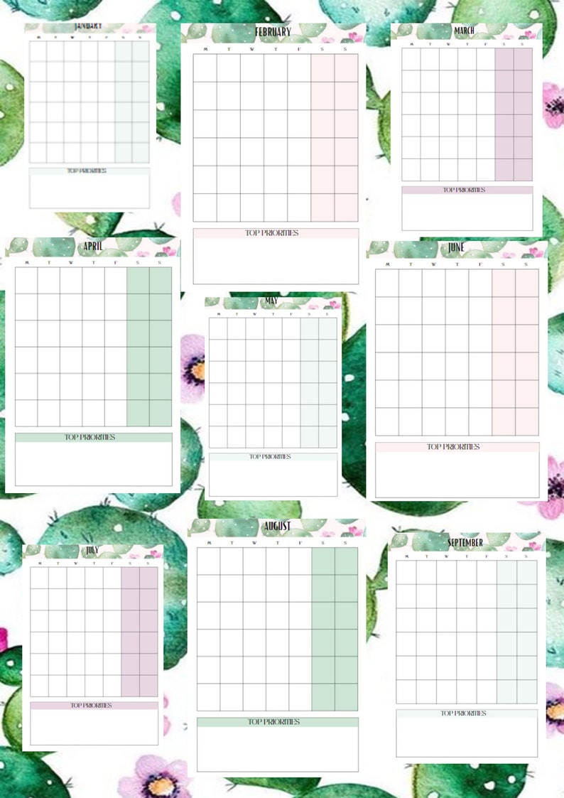 Month Blank Calendar Digital Download - Etsy