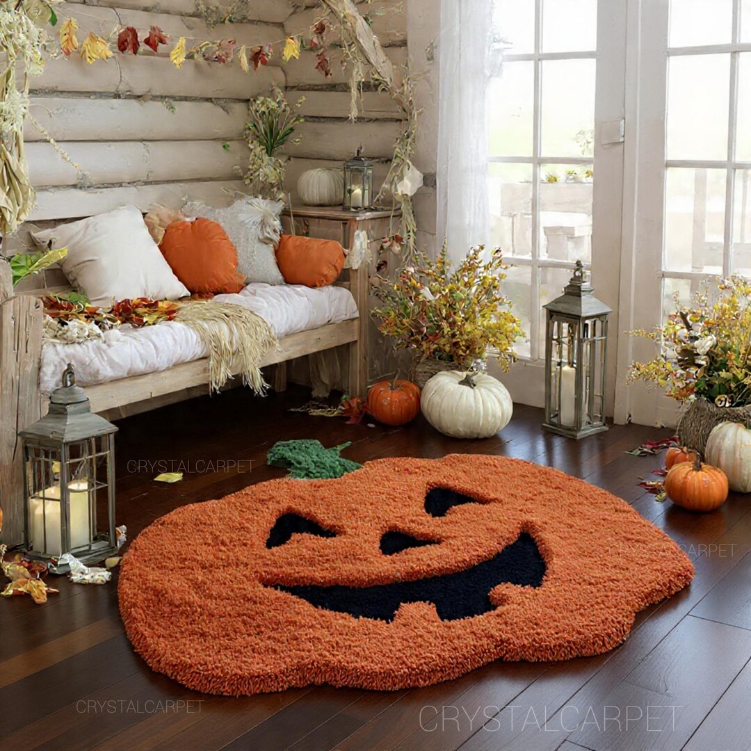 Handmade Tufted Wool Pumpkin Rug: Halloween Home Decor - Etsy