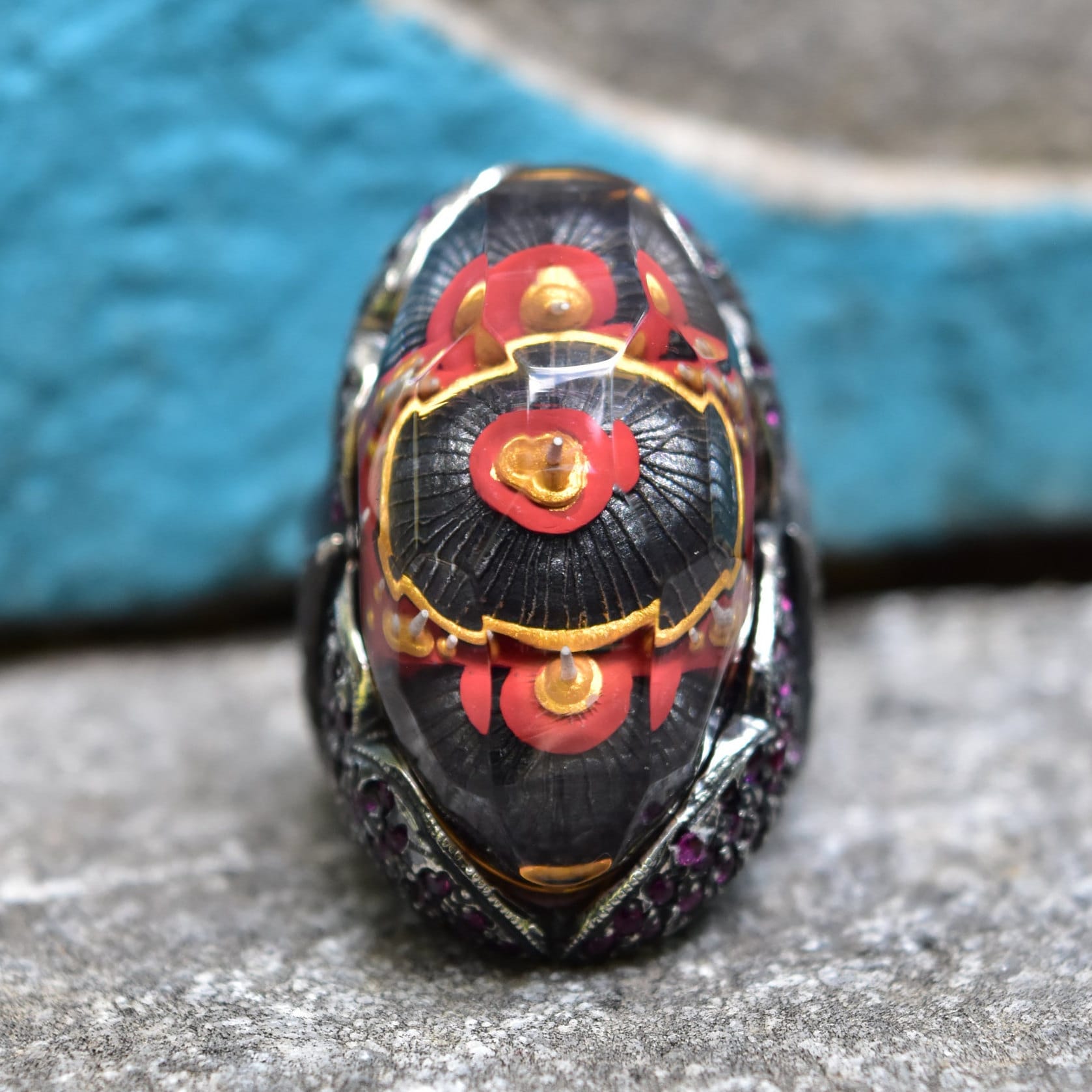 Hagia Sophia Hand Carved Gemstone Ring, Ruby Gemstone Silver Ring ...