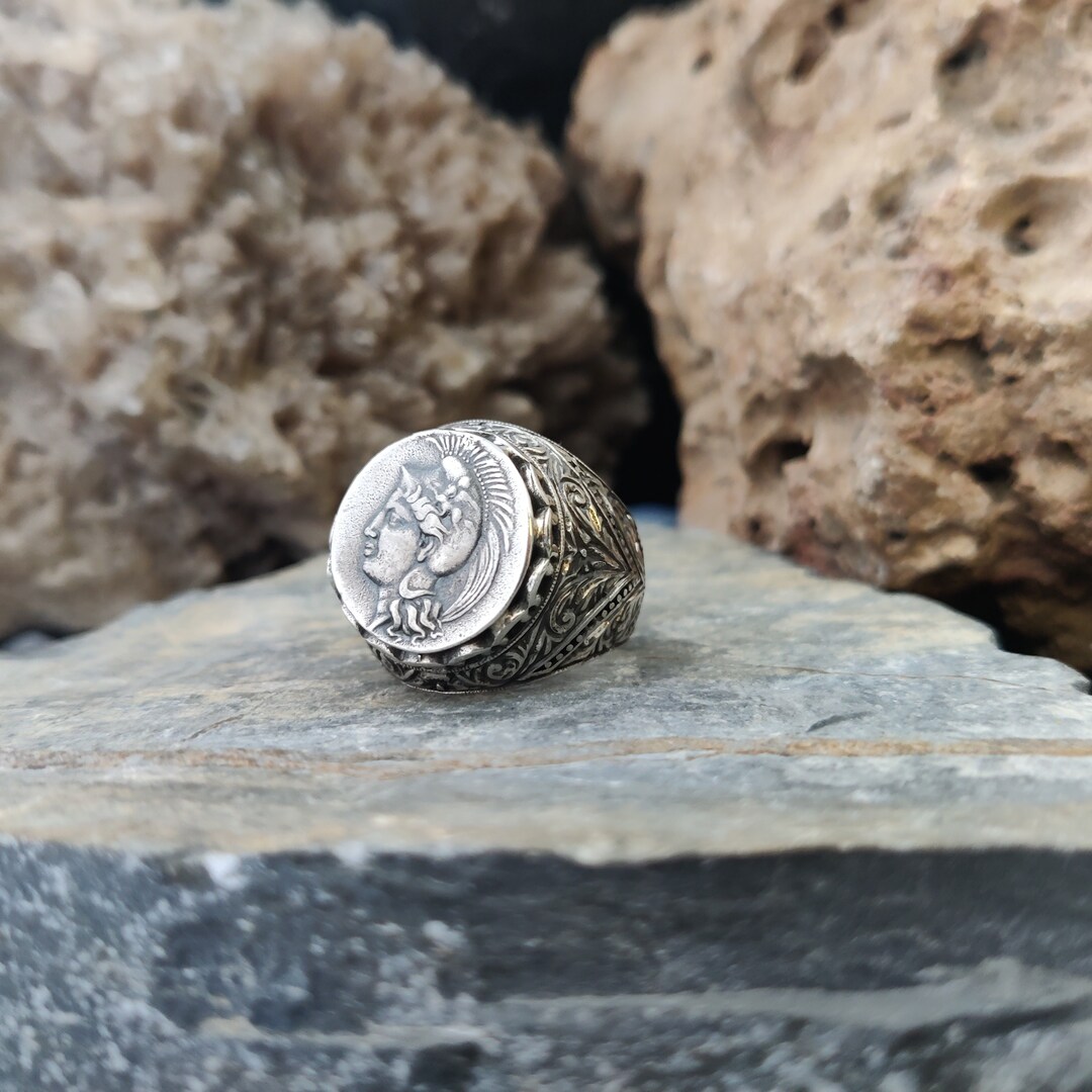 Mens Vintage Style Ring, Roman Empire Ring, Engraved Ancient Ring ...