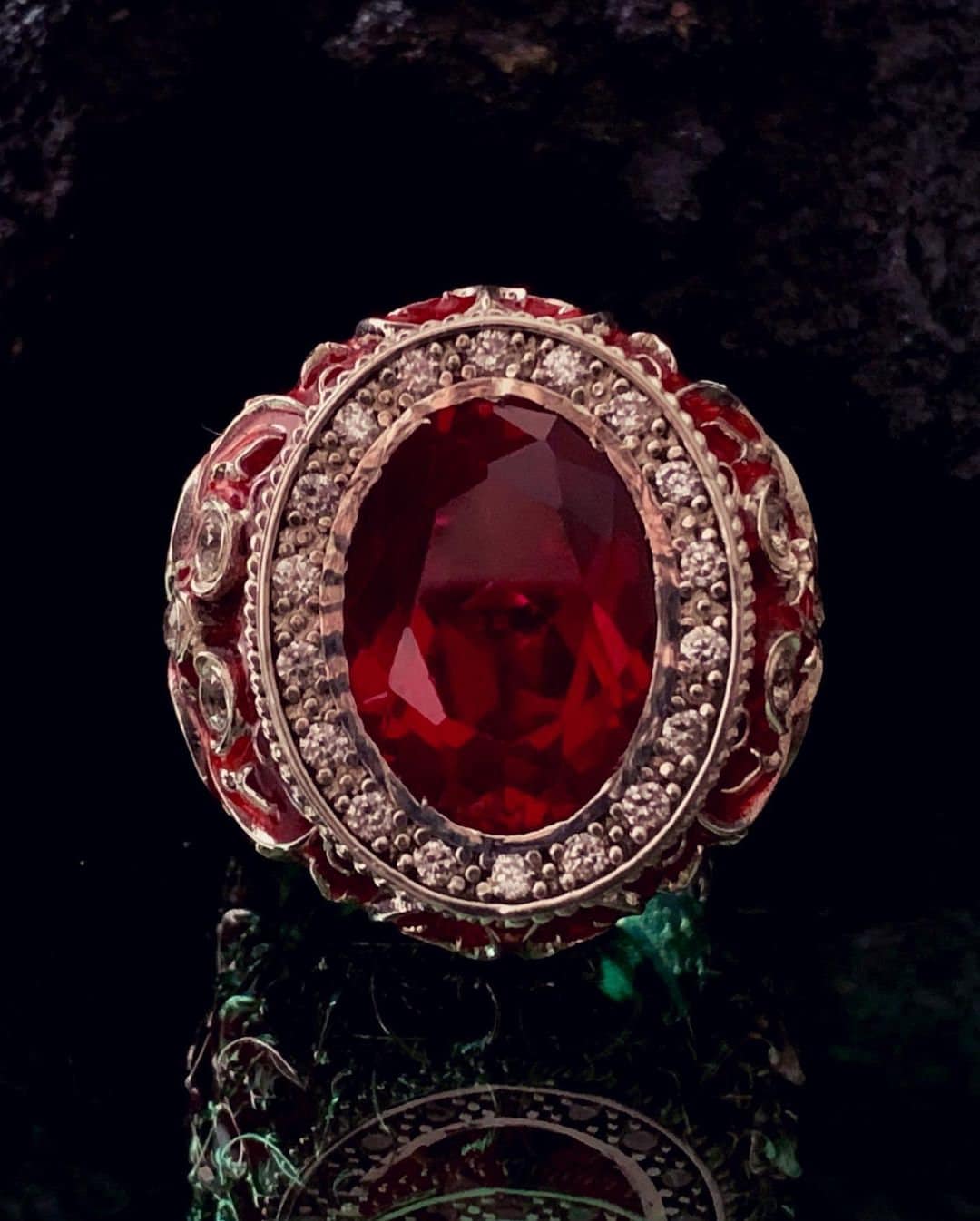 Anillo de piedra preciosa de granate rojo hecho a mano, anillo de plata ...