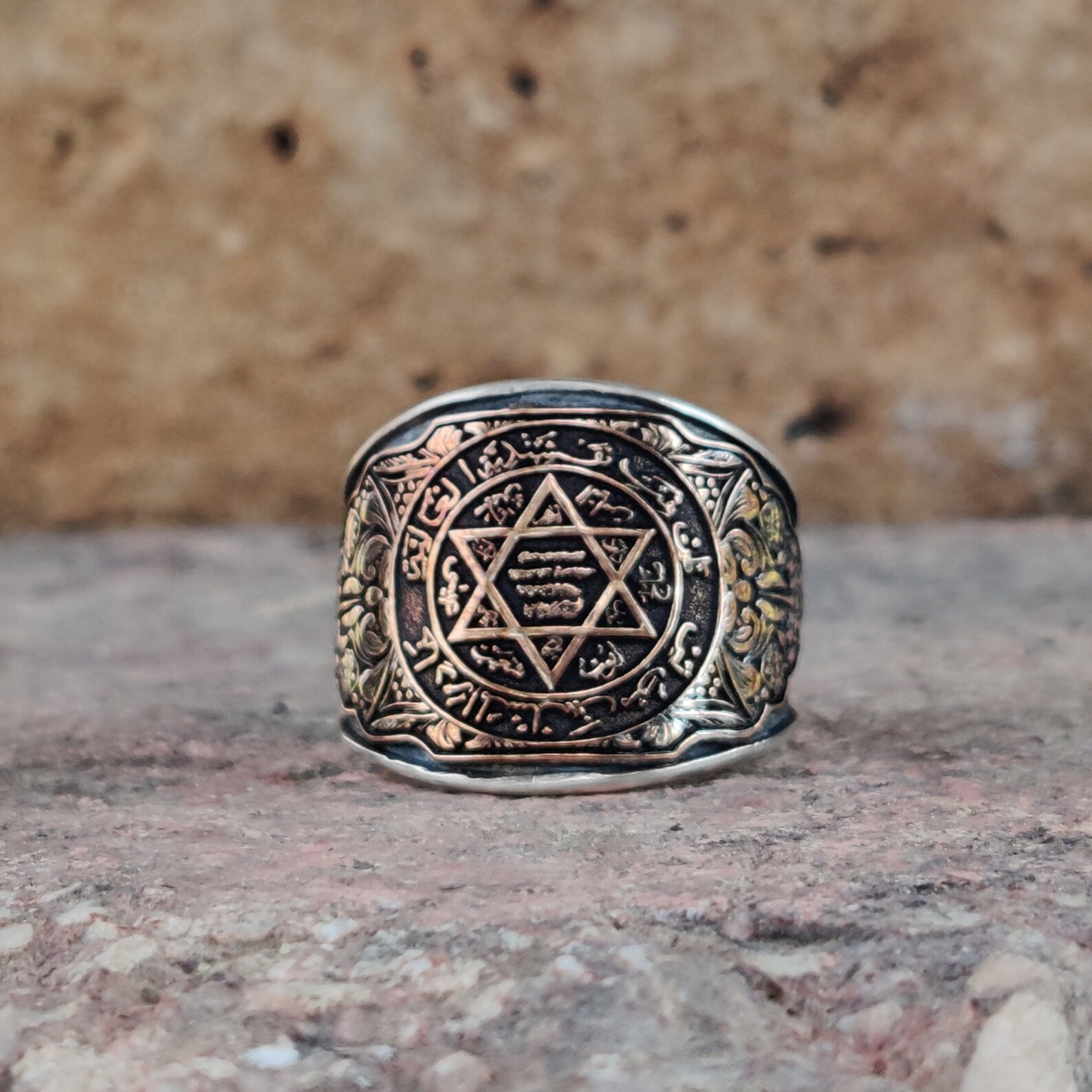 Seal of Solomon Ring,handmade David of Star Ring,silver Star of Solomon ...