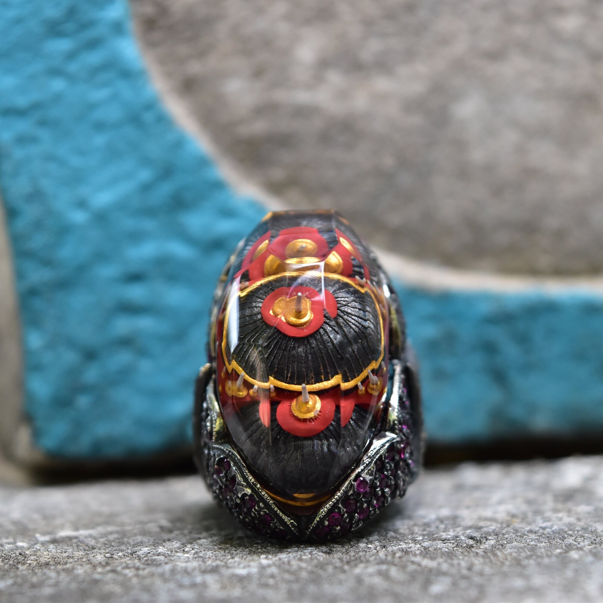 Hagia Sophia Hand Carved Gemstone Ring, Ruby Gemstone Silver Ring ...