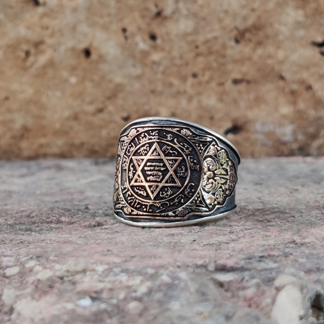 Seal of Solomon Ring,handmade David of Star Ring,silver Star of Solomon ...