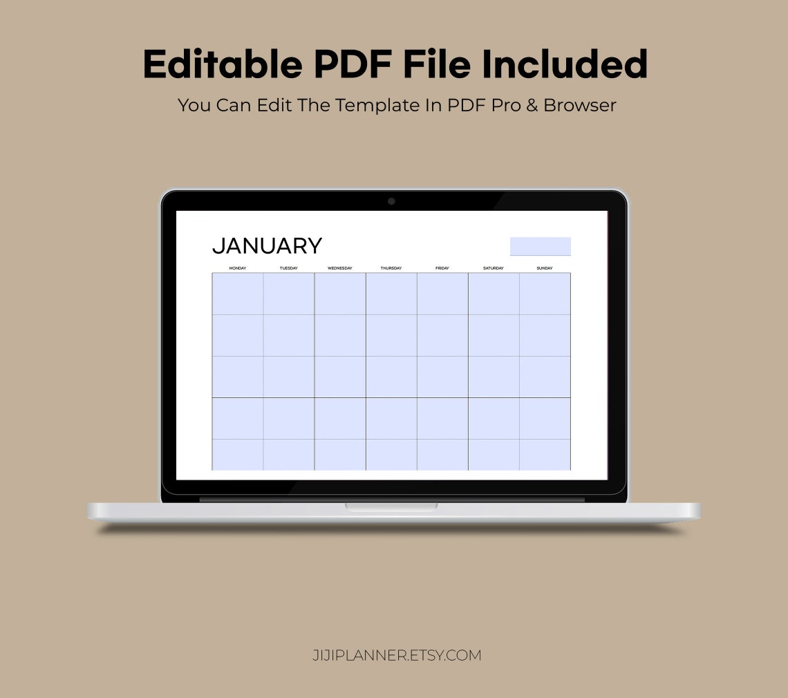 Undated Monthly Planner, Printable Blank Monthly Calendar Template ...