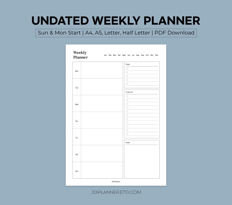 Printable Weekly Planner, Weekly Goal Planner, Weekly to Do List ...