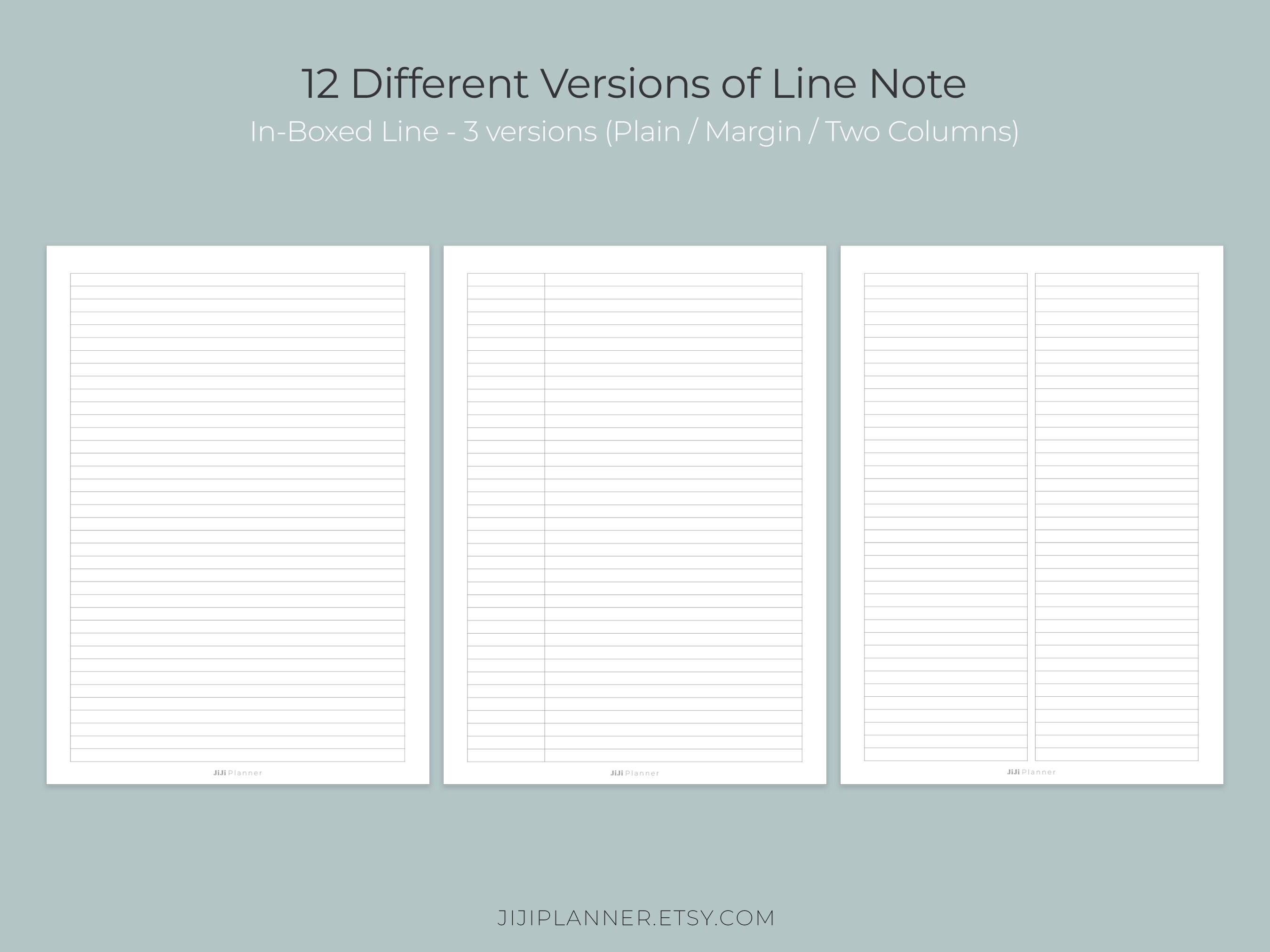 Printable Line Note Page Bundle Note-taking Planner Insert - Etsy
