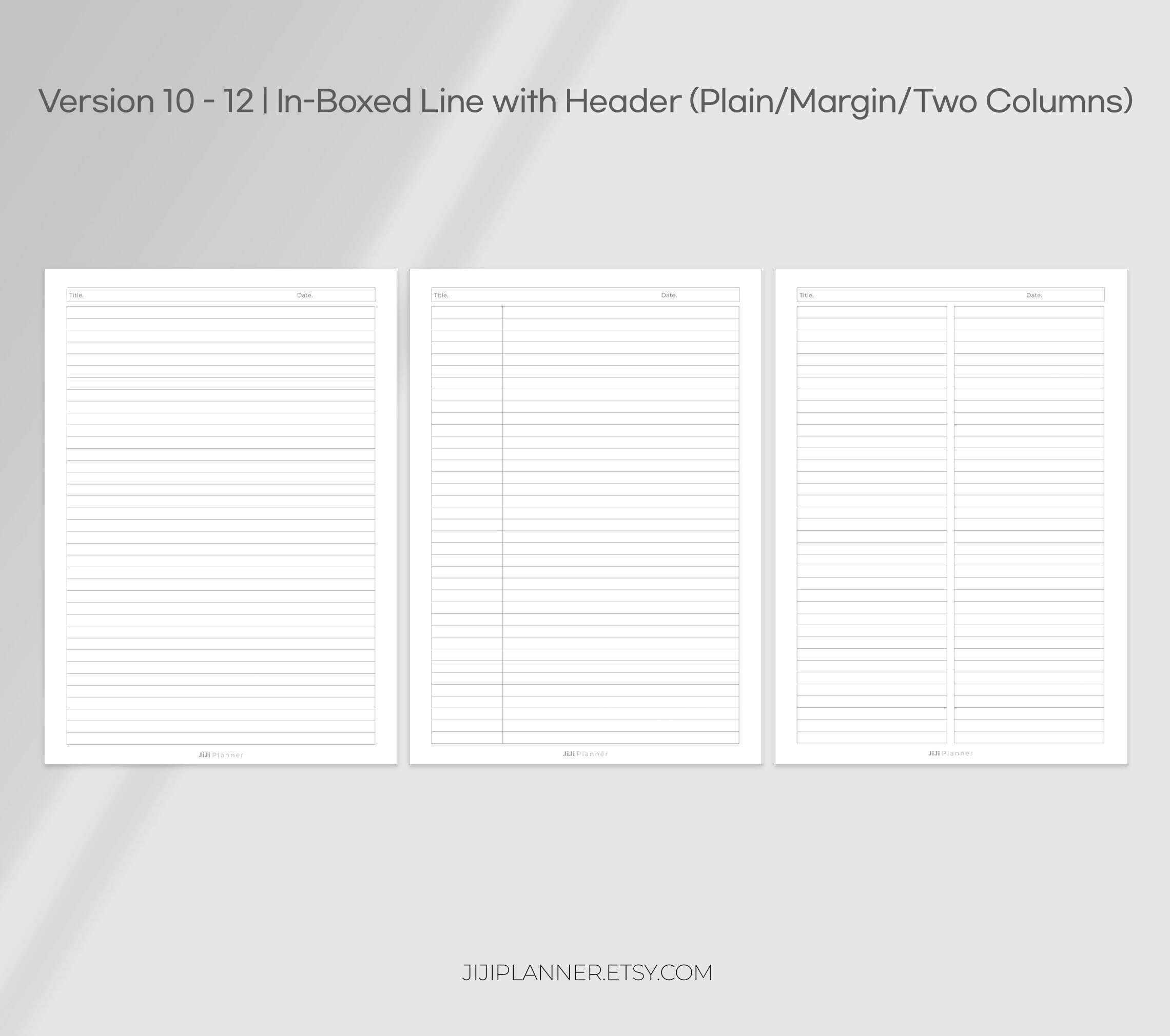 Printable Line Note Page Bundle, Note-taking Planner Insert, College ...