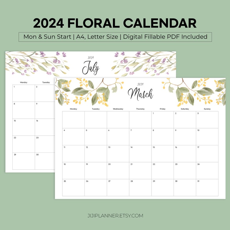 Watercolor Calendar - Etsy