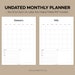 Undated Monthly Planner, Printable Blank Monthly Calendar Template ...