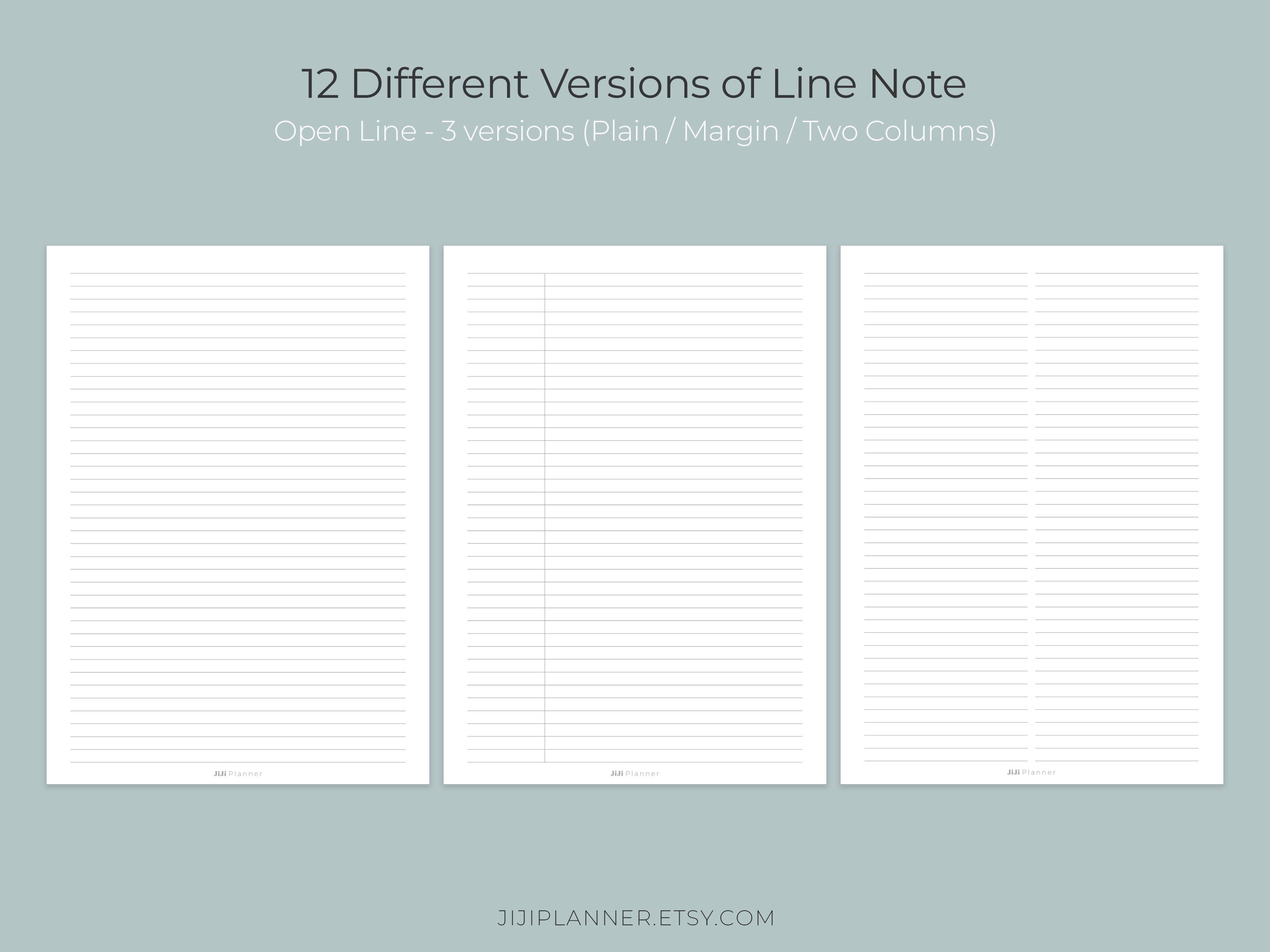 Printable Line Note Page Bundle Note-taking Planner Insert - Etsy