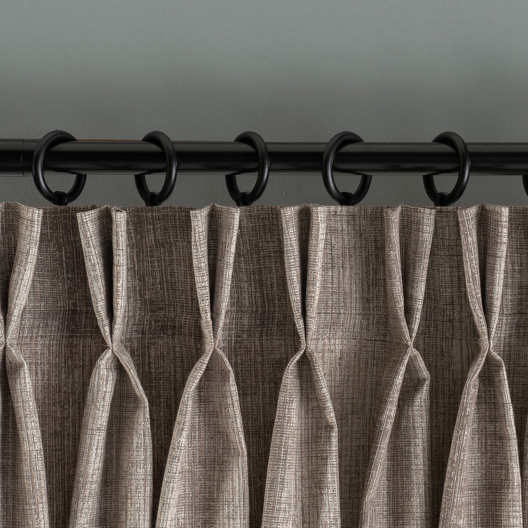 Double French Pleated Linen Curtain for Livingroom, 7 Colour Options ...