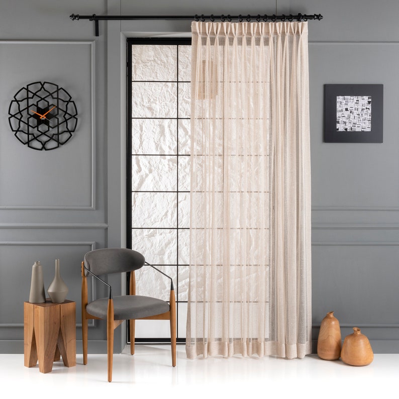 Bohemian Fishnet Linen Curtain, French Pleat Sheer Drape - Etsy