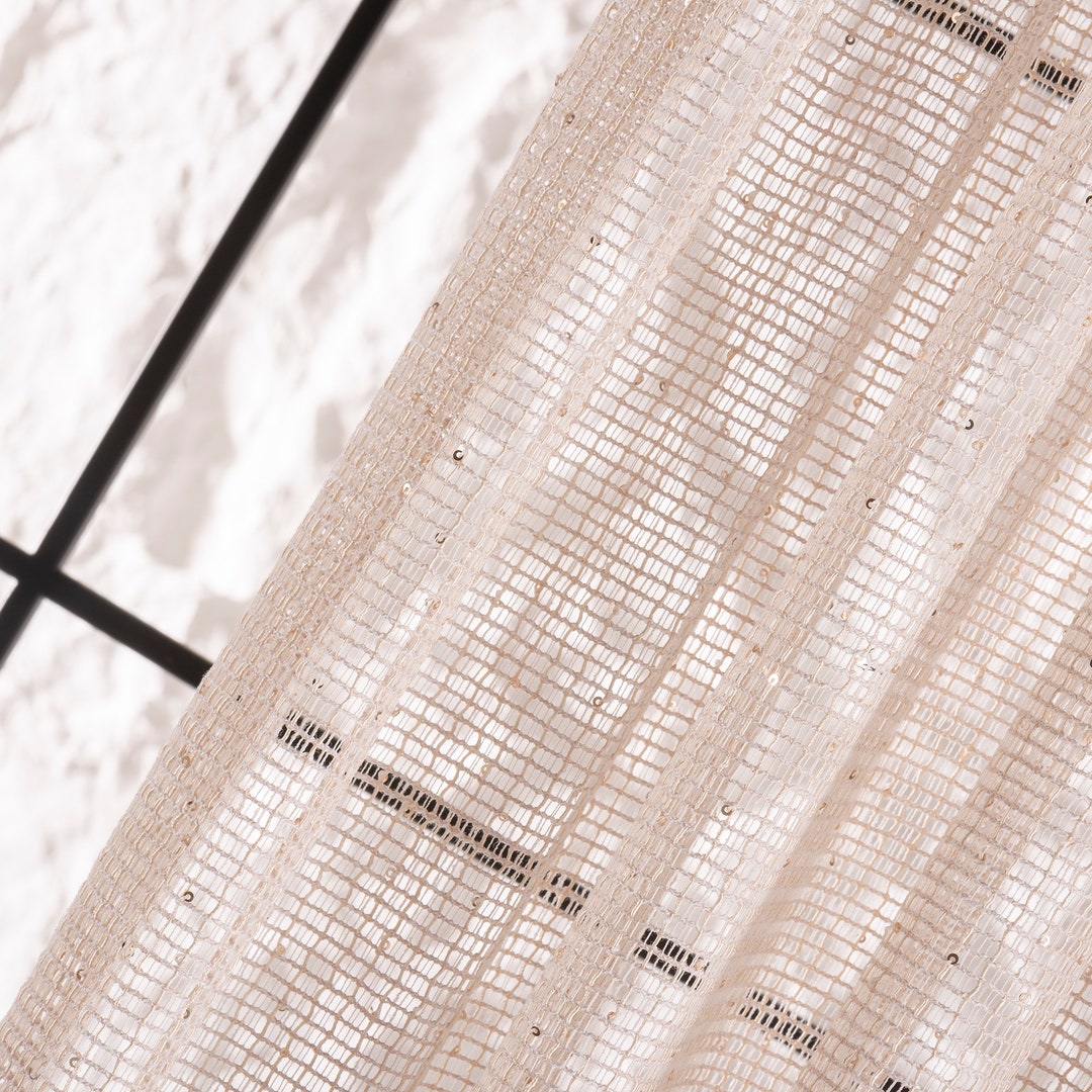 Bohemian Fishnet Linen Curtain, French Pleat Sheer Drape - Etsy
