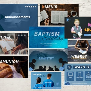 Church Slide Bundle, Church Announcement Slide Pack, Baptism ...