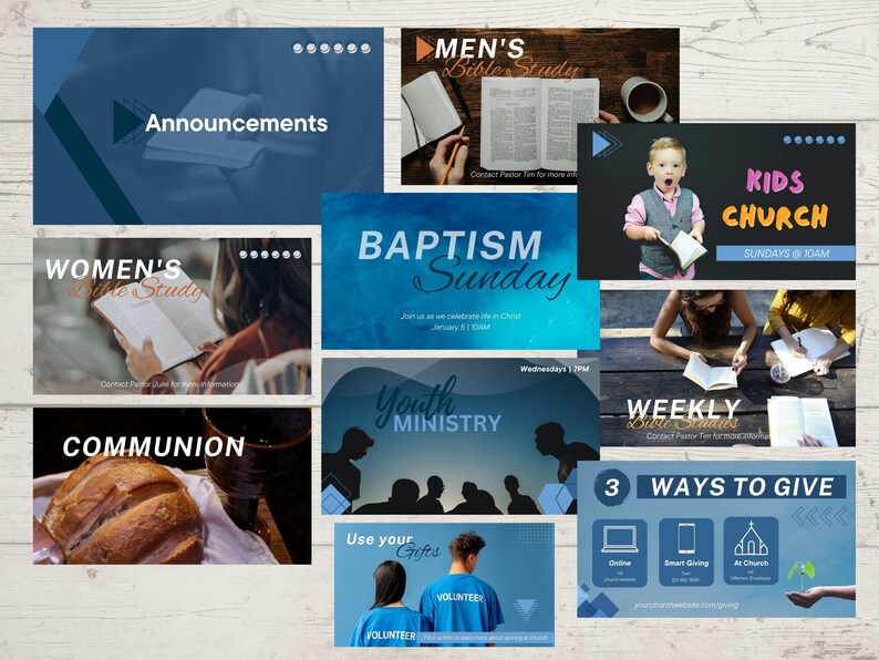 Church Slide Bundle, Church Announcement Slide Pack, Baptism ...