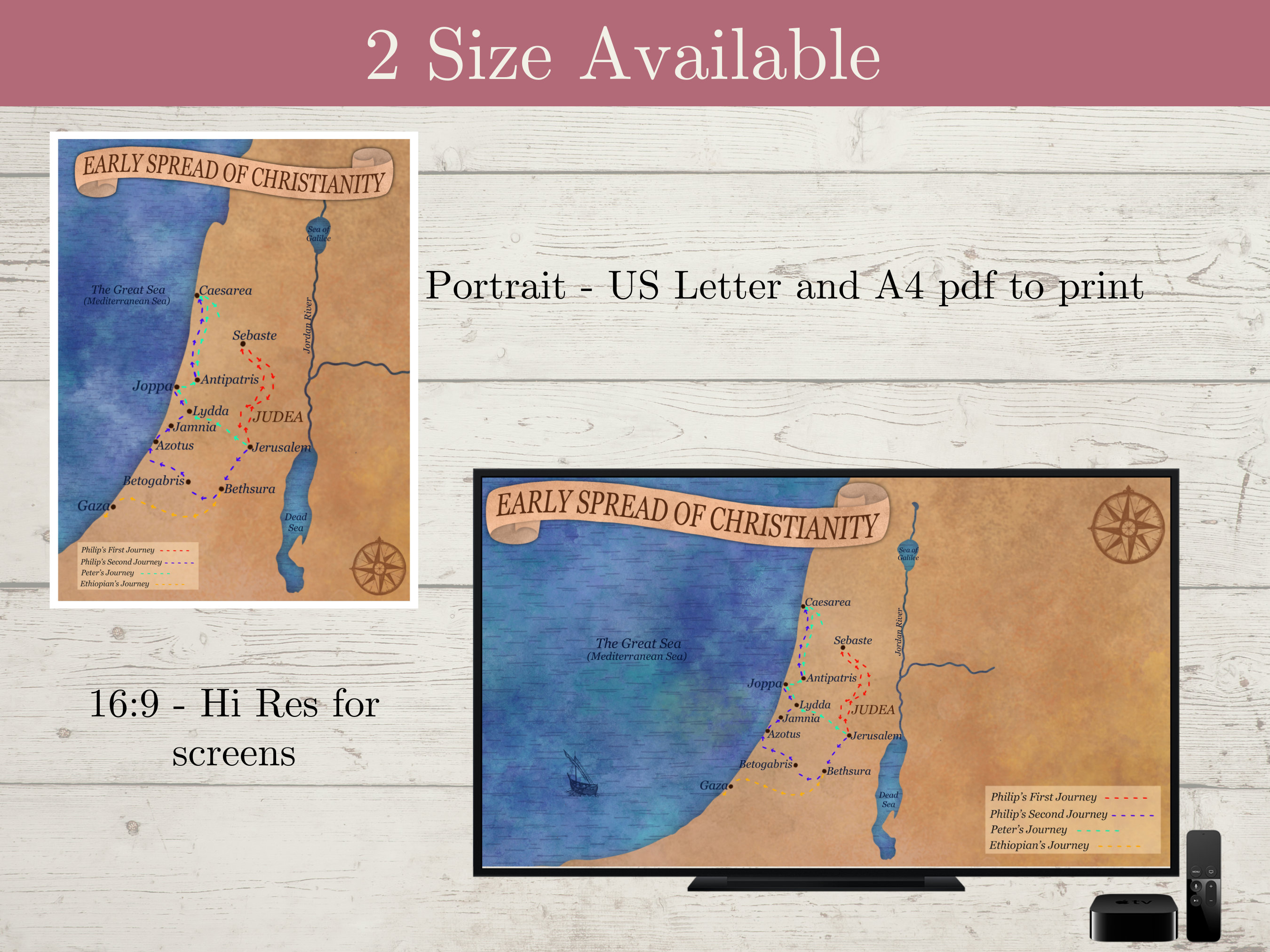 Early Spread of Christianity Map, Map of First Century Israel, New ...