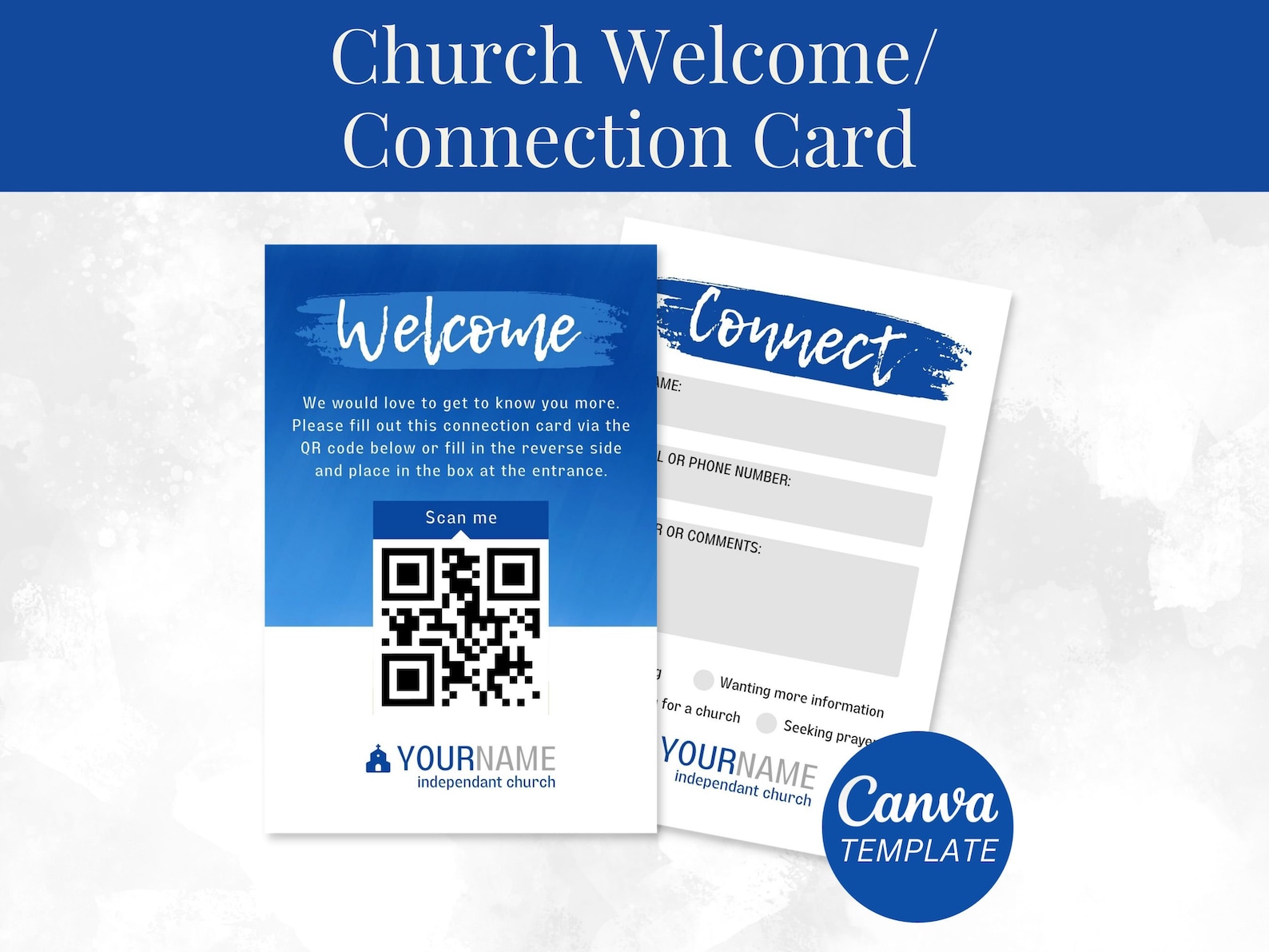 Church Connection Card, Welcome to Church Card, Connect Card, Canva ...