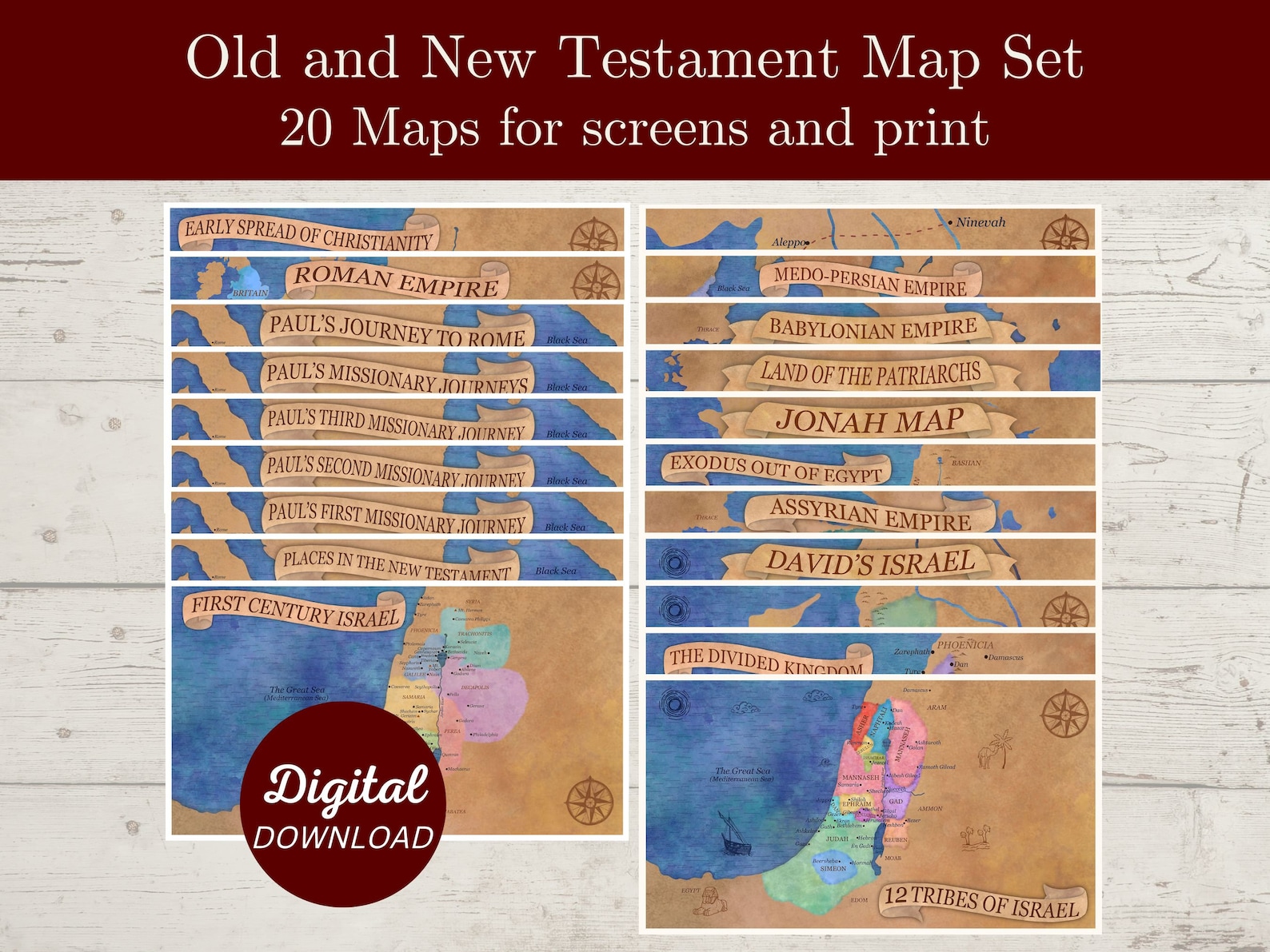 Bible Map Set: Old & New Testament Maps (digital Download) - Etsy
