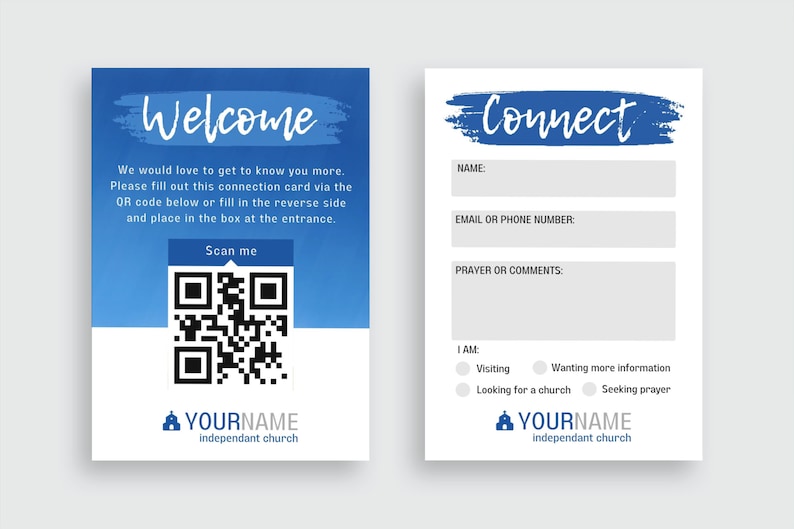 Church Connection Card, Welcome to Church Card, Connect Card, Canva ...