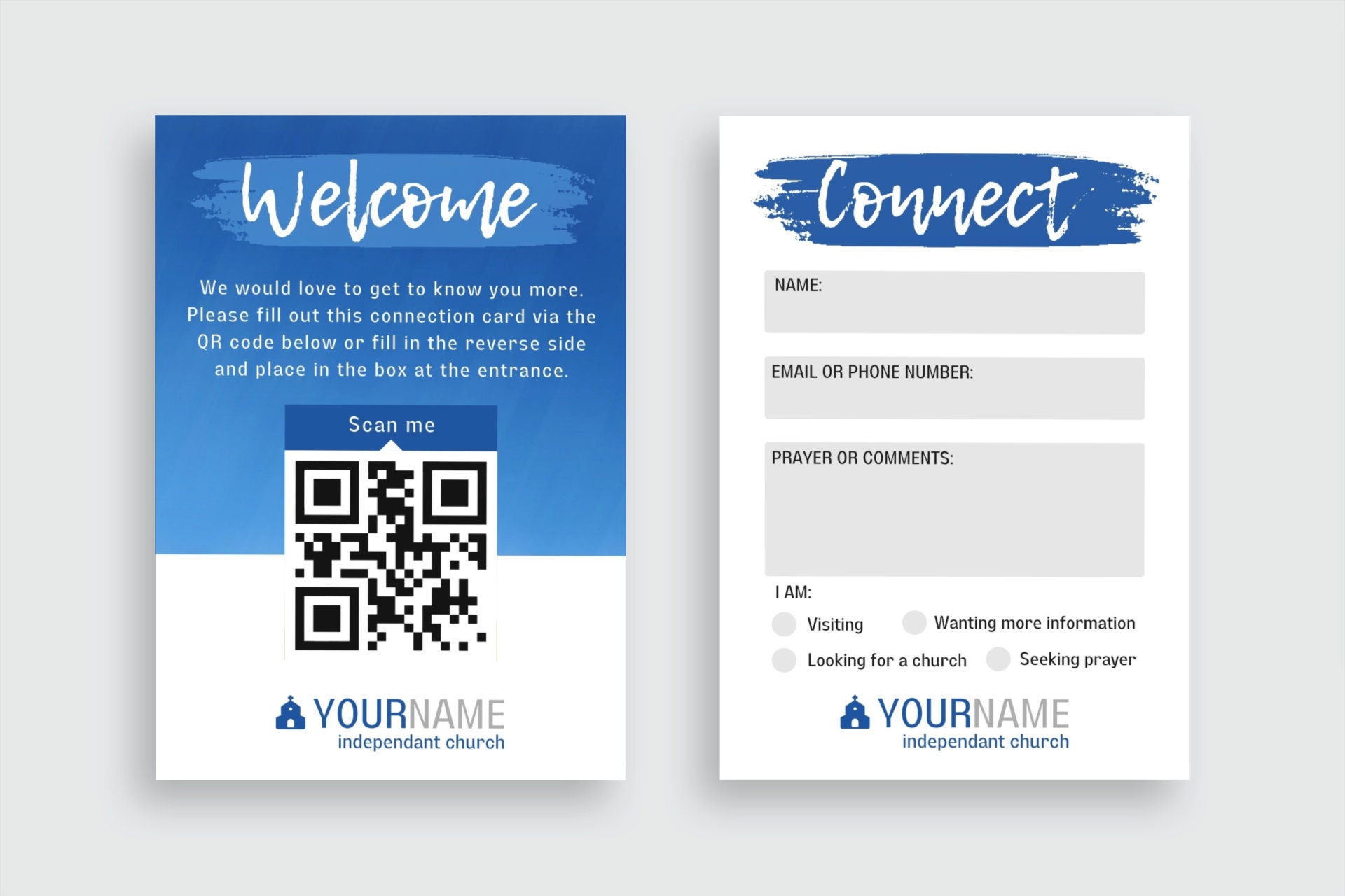 Church Connection Card, Welcome to Church Card, Connect Card, Canva ...