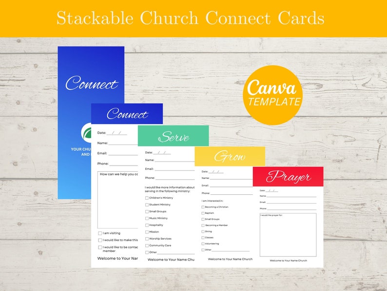 Church Connect Cards: Stackable Canva Template (digital Download) - Etsy