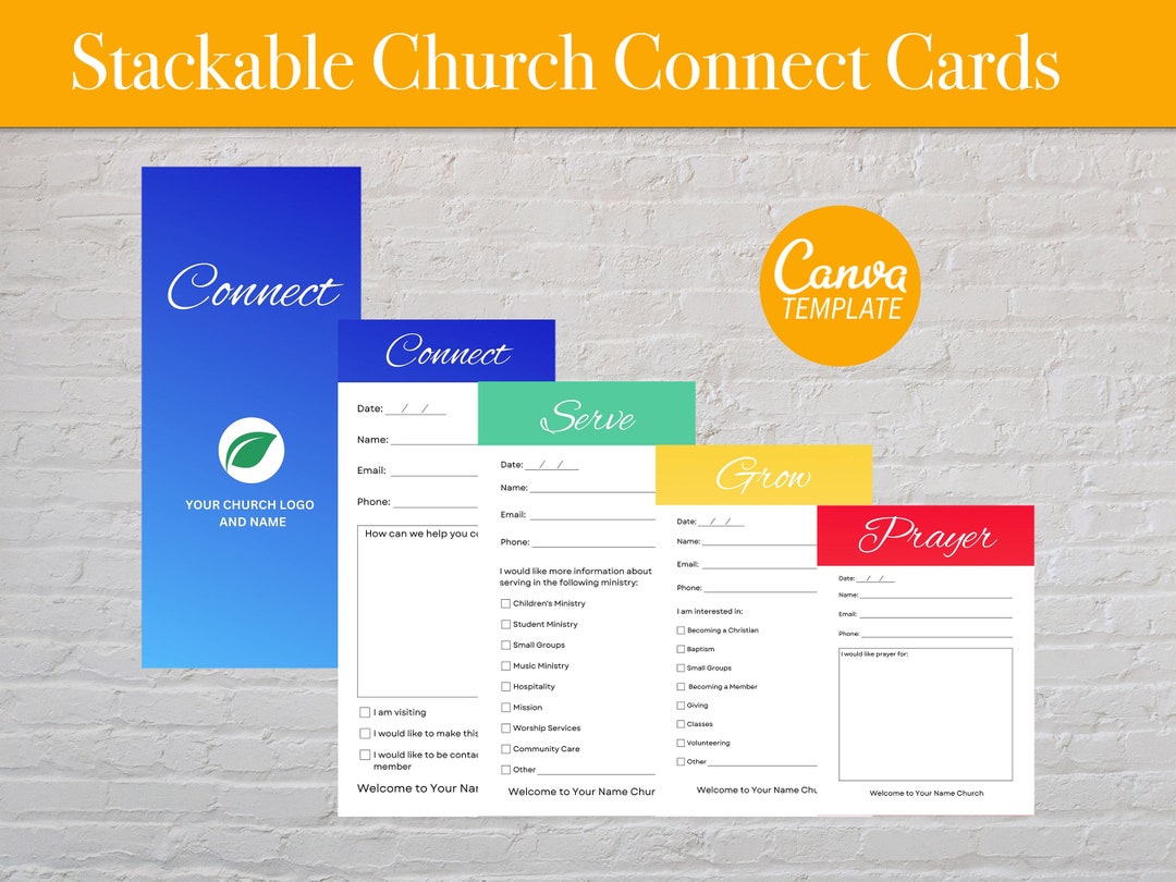 Church Connection Card Set Stackable Connect Cards Bundle - Etsy