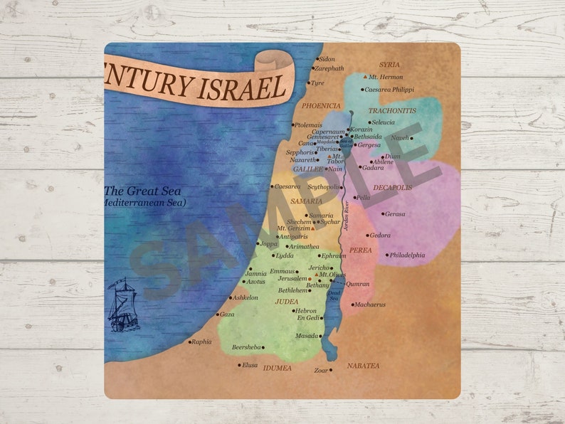 Biblical Map of Israel: Jesus' Ministry, First Century (digital ...