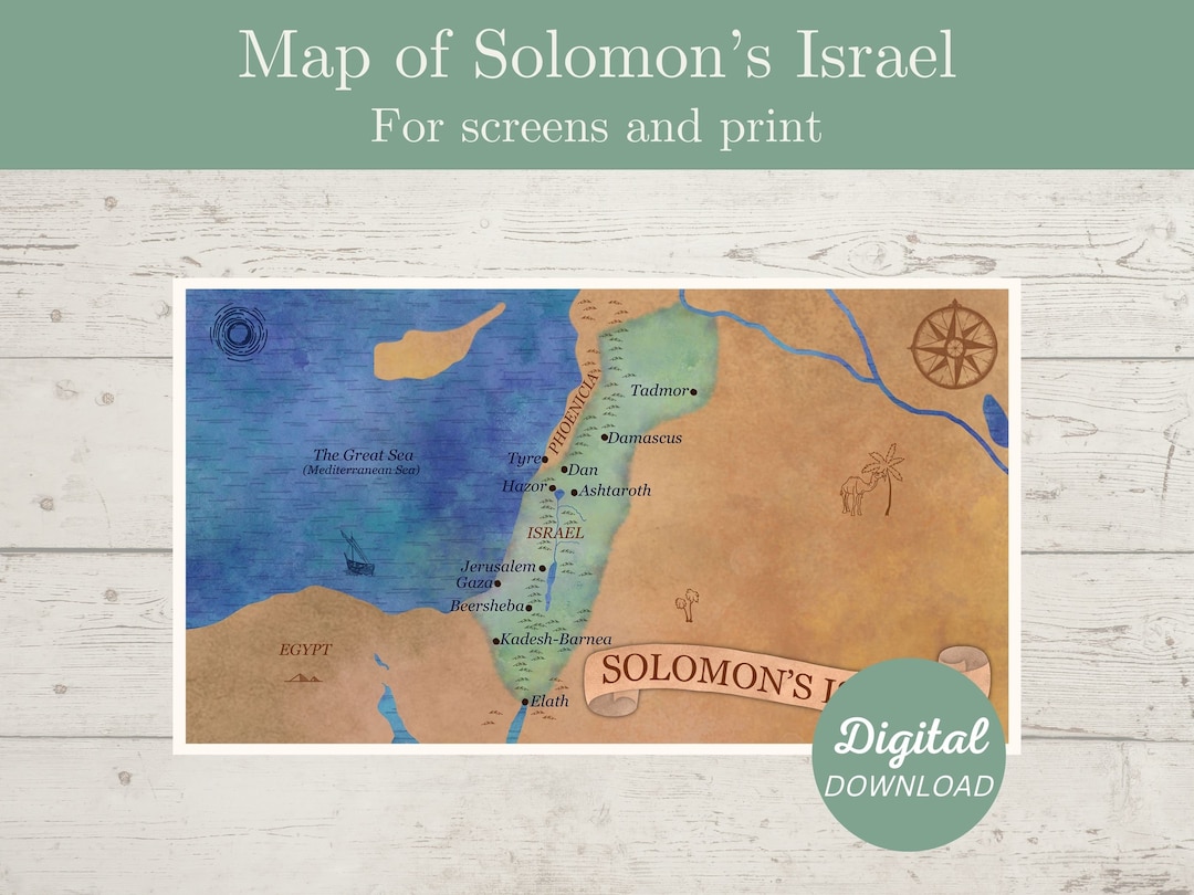 Biblical Map of Israel at the Height of Solomon's Reign, Solomon's ...