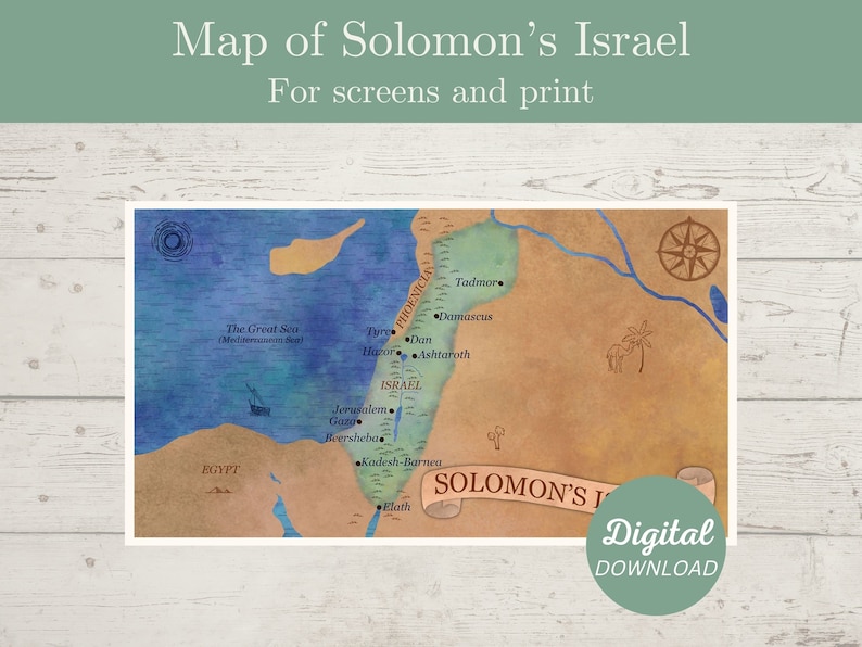 Biblical Map of Israel at the Height of Solomon's Reign, Solomon's ...
