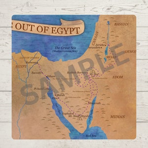 Biblical Map of Exodus Journey, Bible Map, Exodus Out of Egypt, Map of ...
