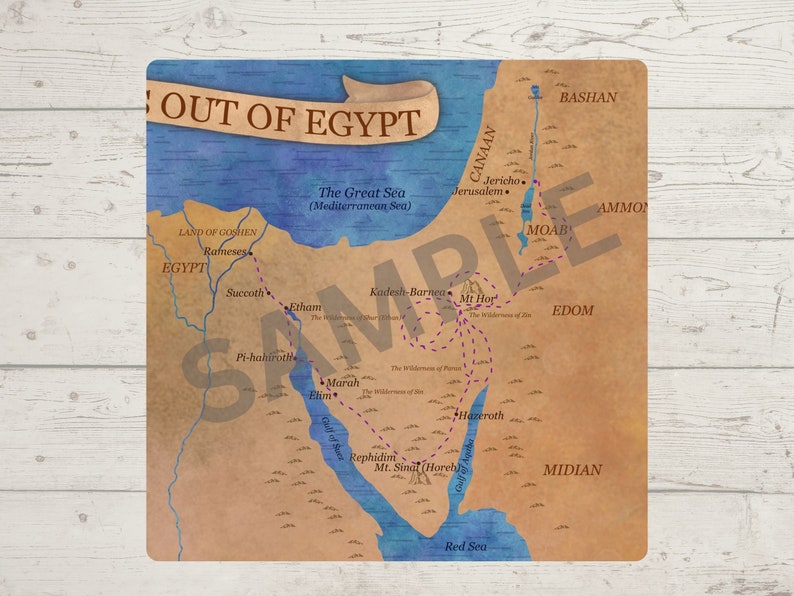 Biblical Map of Exodus Journey, Bible Map, Exodus Out of Egypt, Map of ...