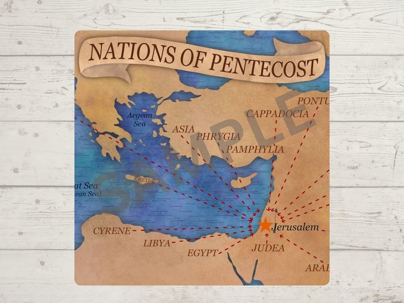 Nations of Pentecost Map, Map of Acts 2, Spread of Christianity ...