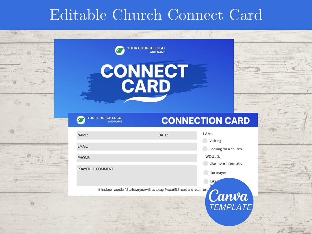Customizable Church Connect Card Template (canva Editable, Digital ...