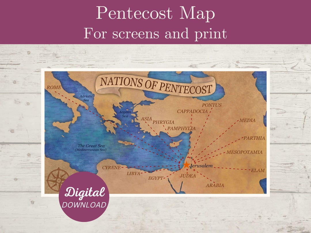Nations of Pentecost Map, Map of Acts 2, Spread of Christianity ...