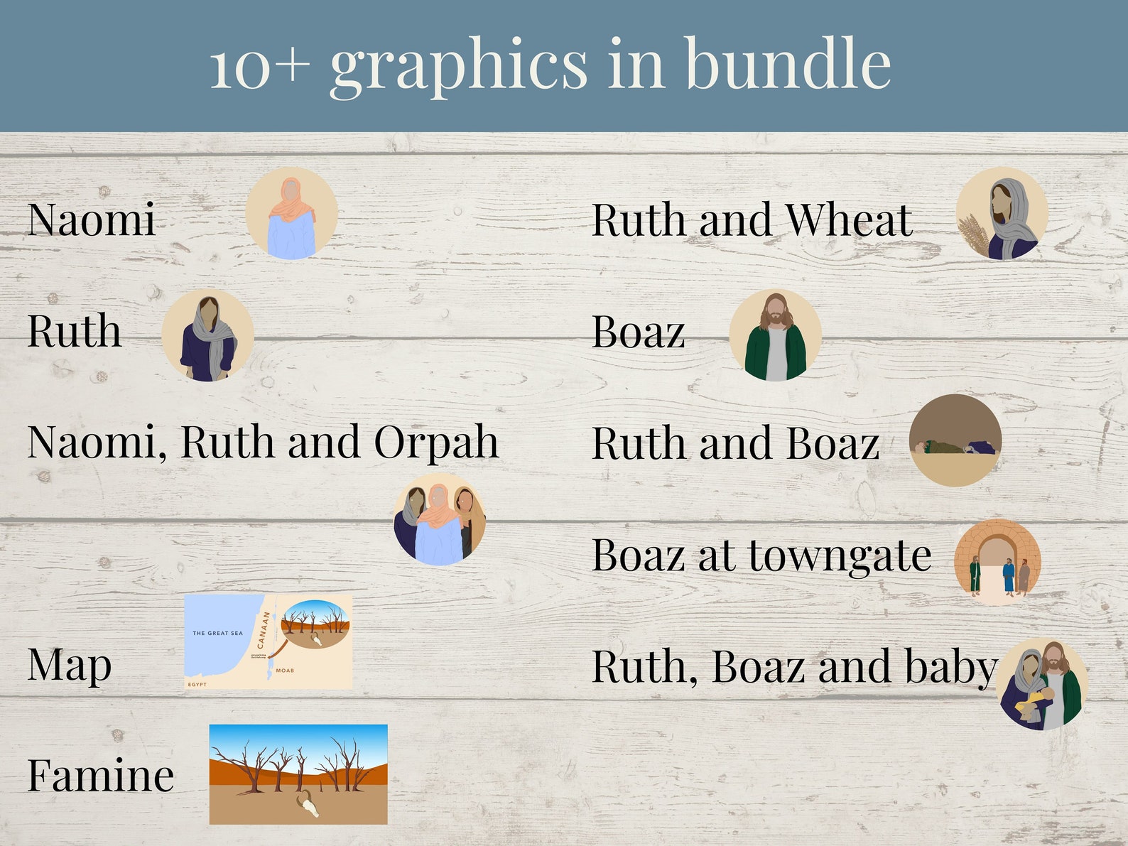 Ruth Graphics Bundle Ruth Clipart Bible Clipart Ruth Ruth - Etsy