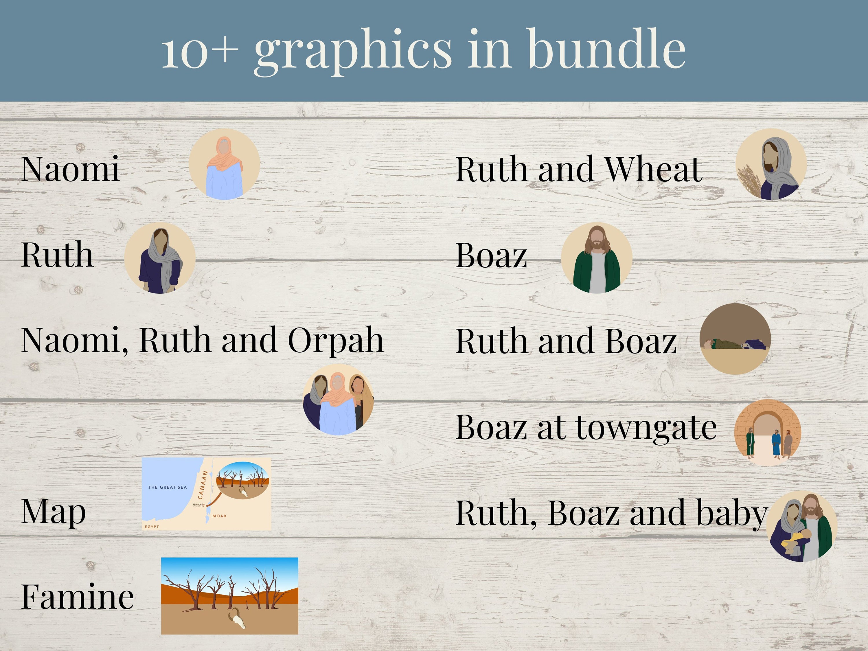 Ruth Graphics Bundle Ruth Clipart Bible Clipart Ruth Ruth - Etsy