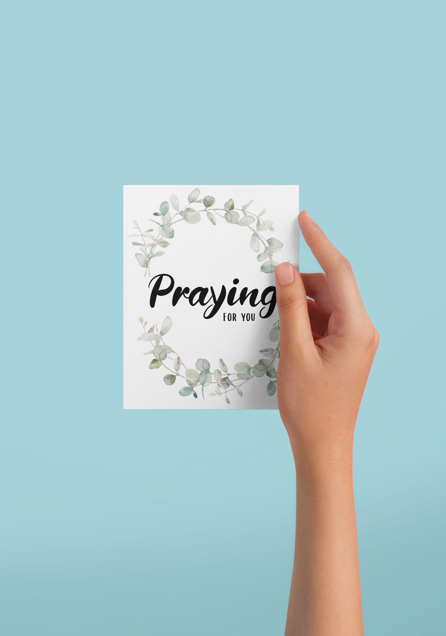 Praying for You Card, Eucalyptus Wreath - Printable Card, Download ...