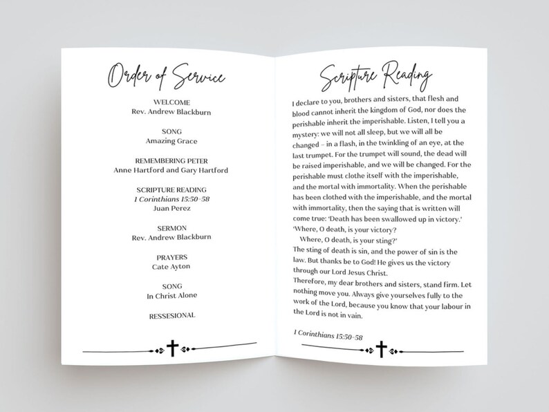 Christian Funeral Program & Social Media Notice Template, Funeral Order ...