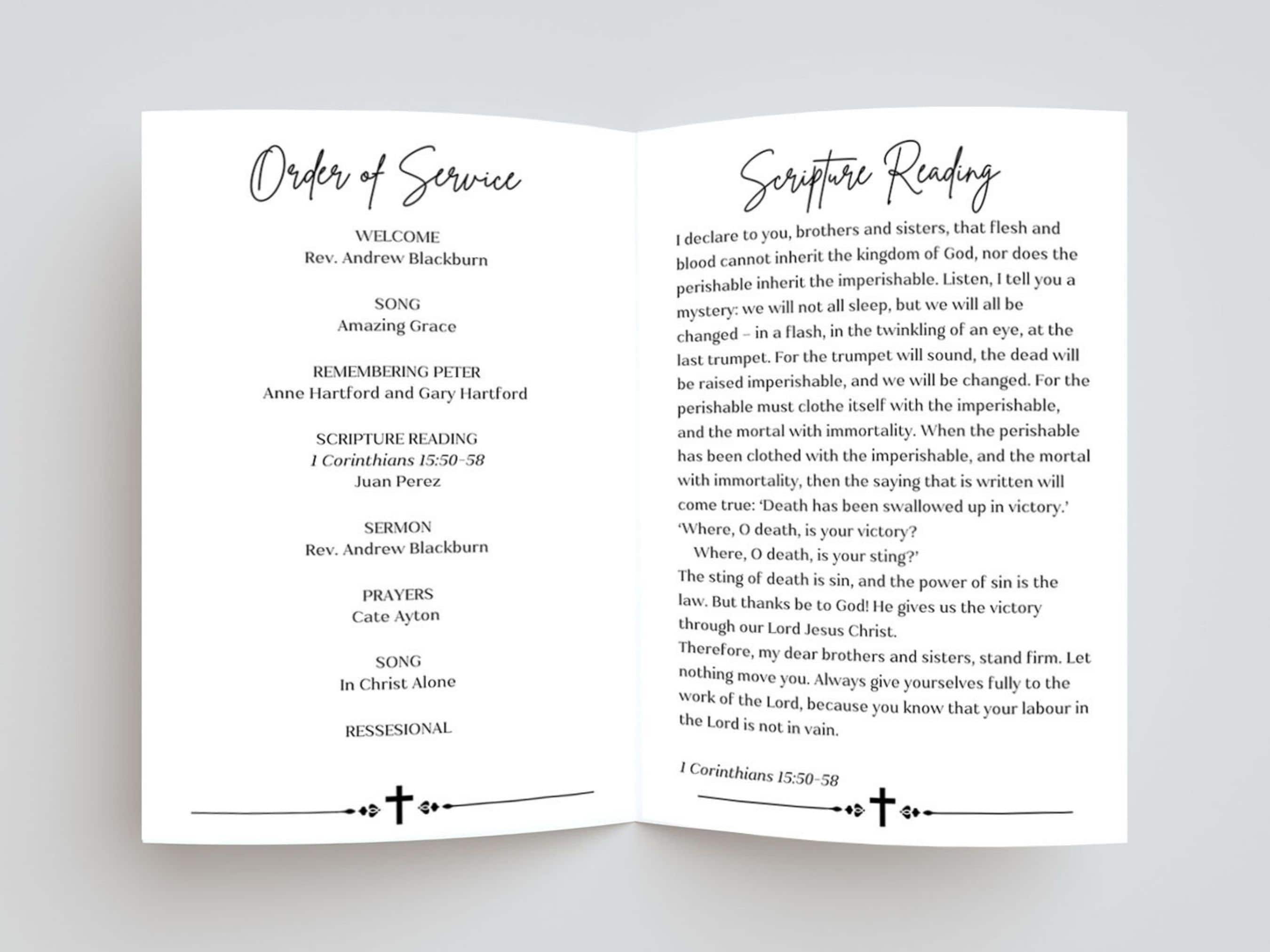 Christian Funeral Program & Social Media Notice Template, Funeral Order ...