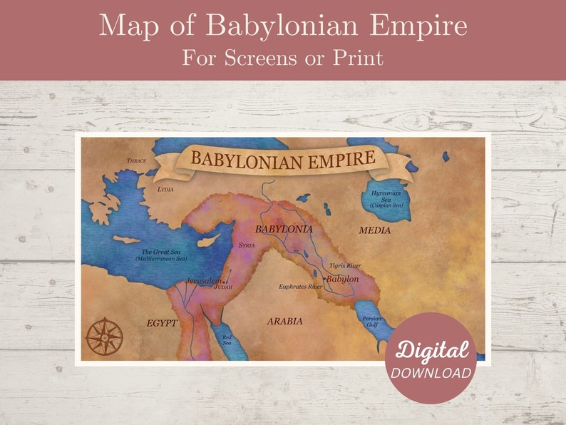 Babylonian Empire Map, Bible Map, Old Testament Map, Map of Babylonian ...