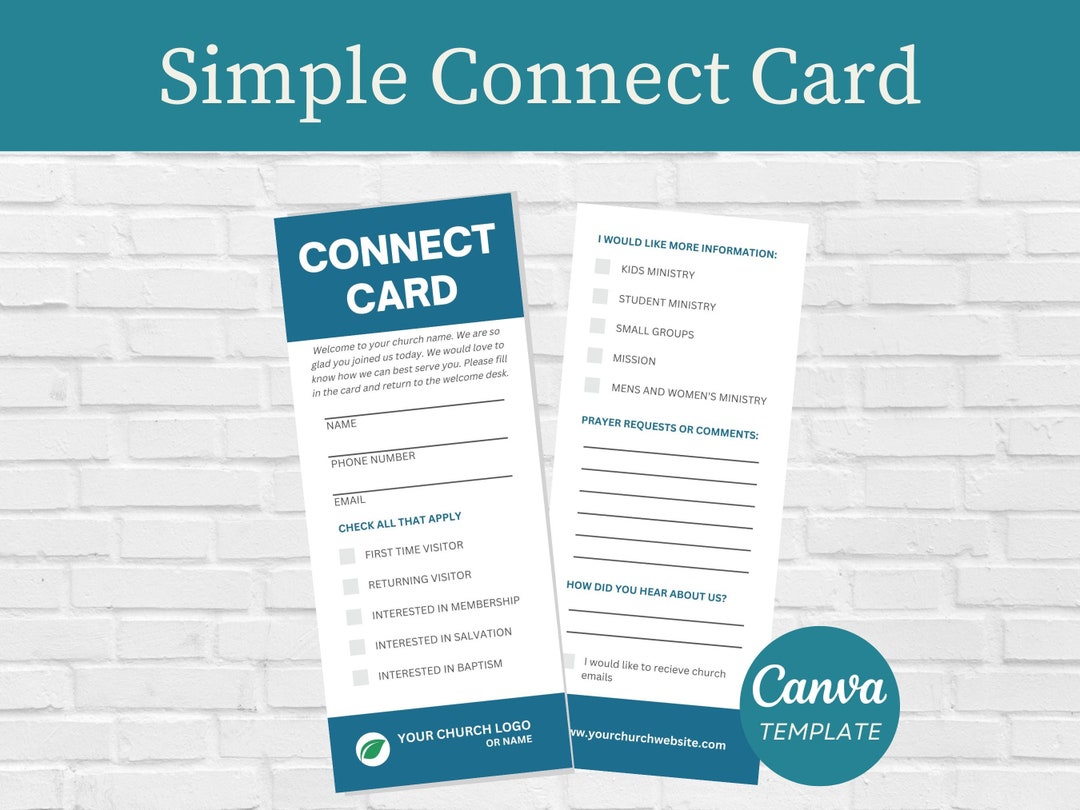 Church Connection Card Template: Customizable Welcome Card (canva ...