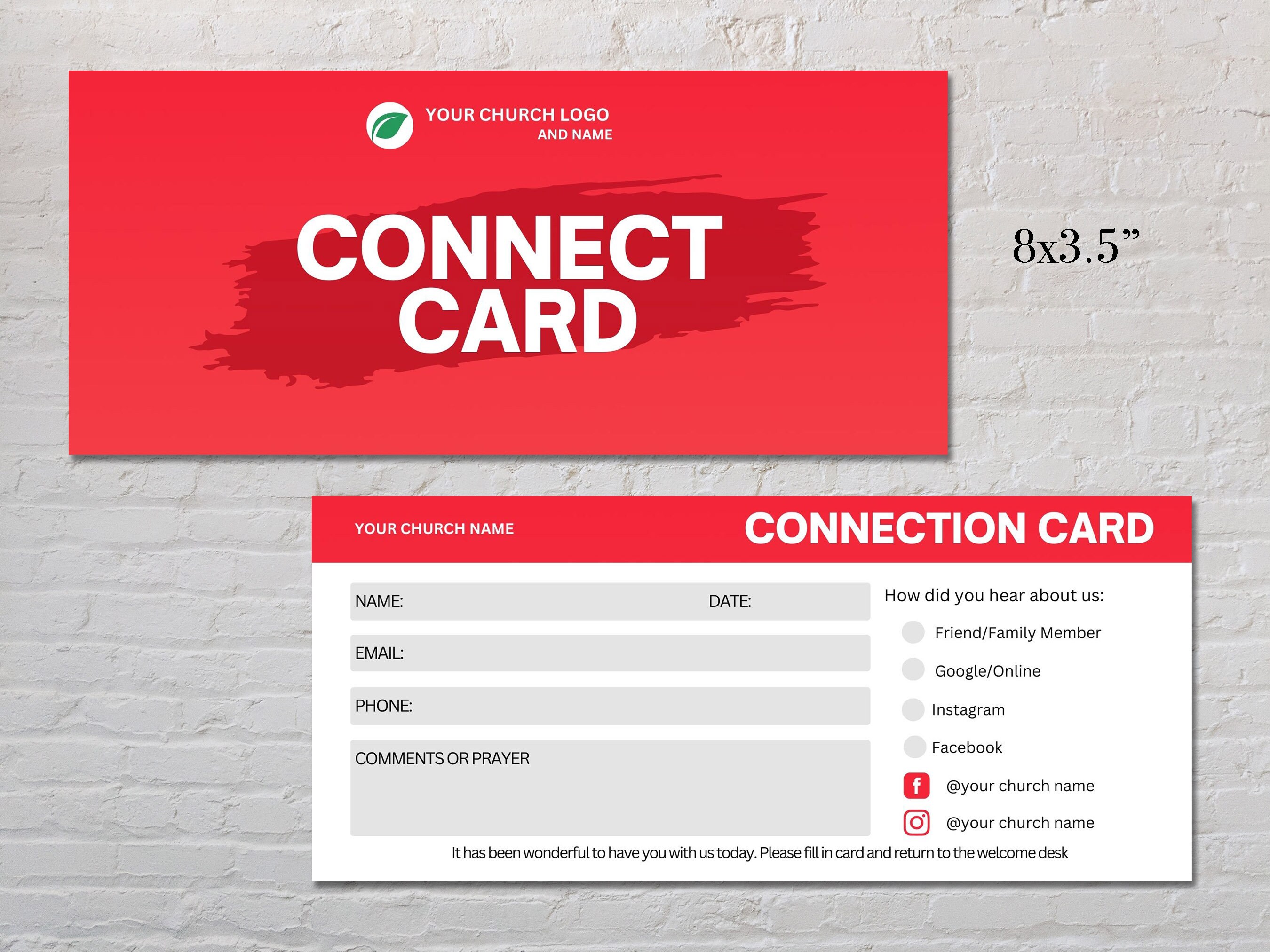 Customizable Church Connect Card Template (canva Editable, Digital ...
