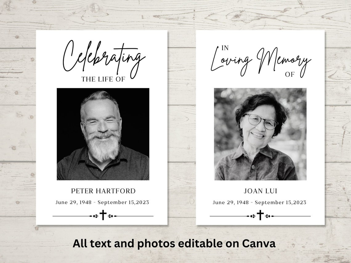 Christian Funeral Program & Social Media Notice Template, Funeral Order ...